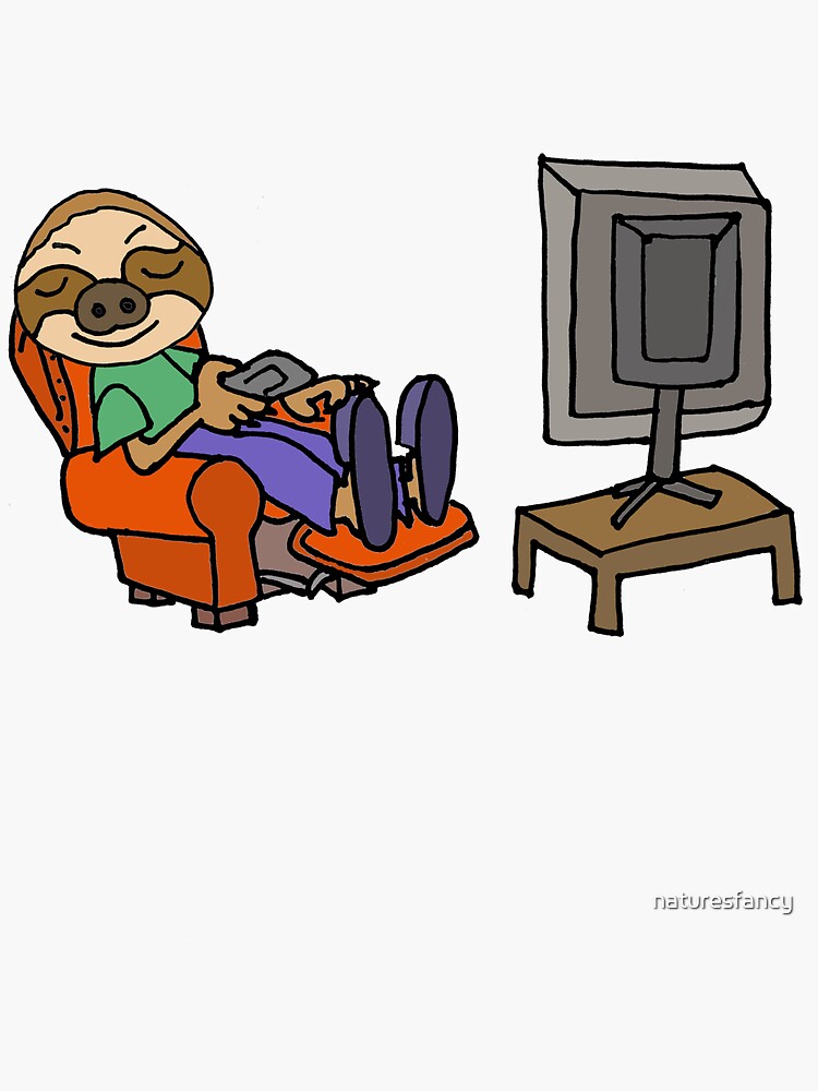 "Funny Sloth watching TV Cartoon" Sticker for Sale by naturesfancy ...