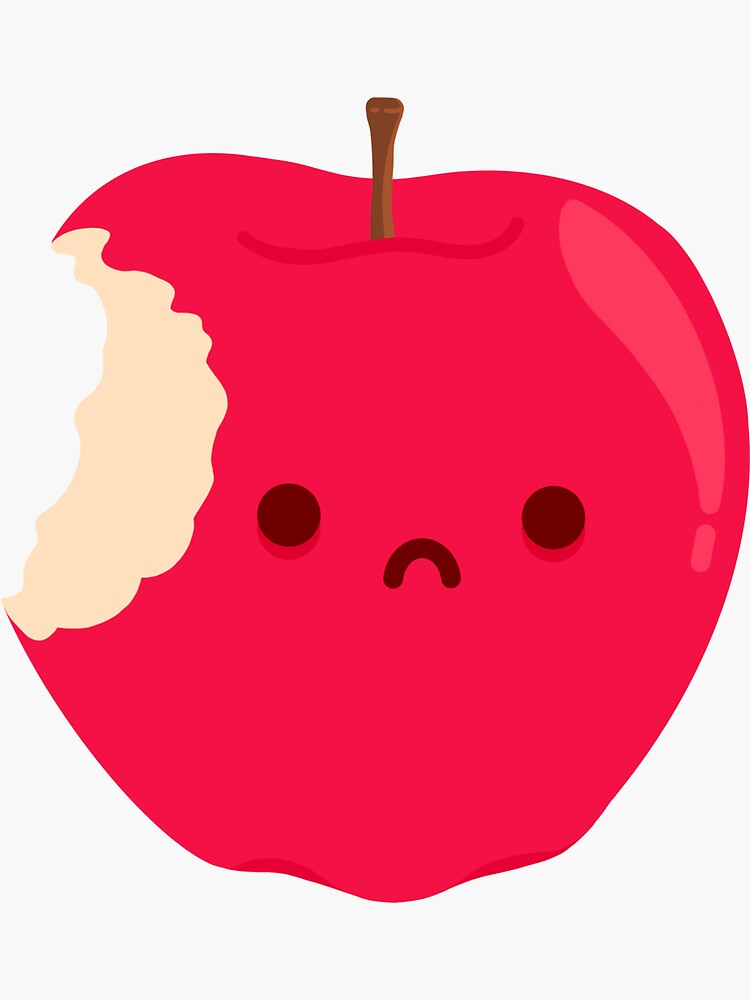 "Sad red apple" Sticker by pikki-designs | Redbubble