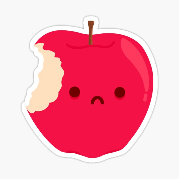 "Sad red apple" Sticker by pikki-designs | Redbubble