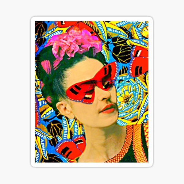 Pegatina «Frida Kahlo con mariposas» de FridaArtGallery | Redbubble