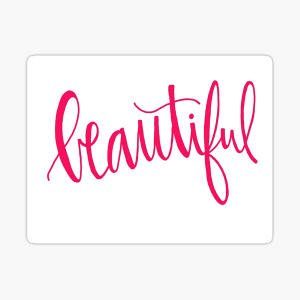 Pegatina «Hermosa handlettering rosa cursiva» de robinbrad | Redbubble