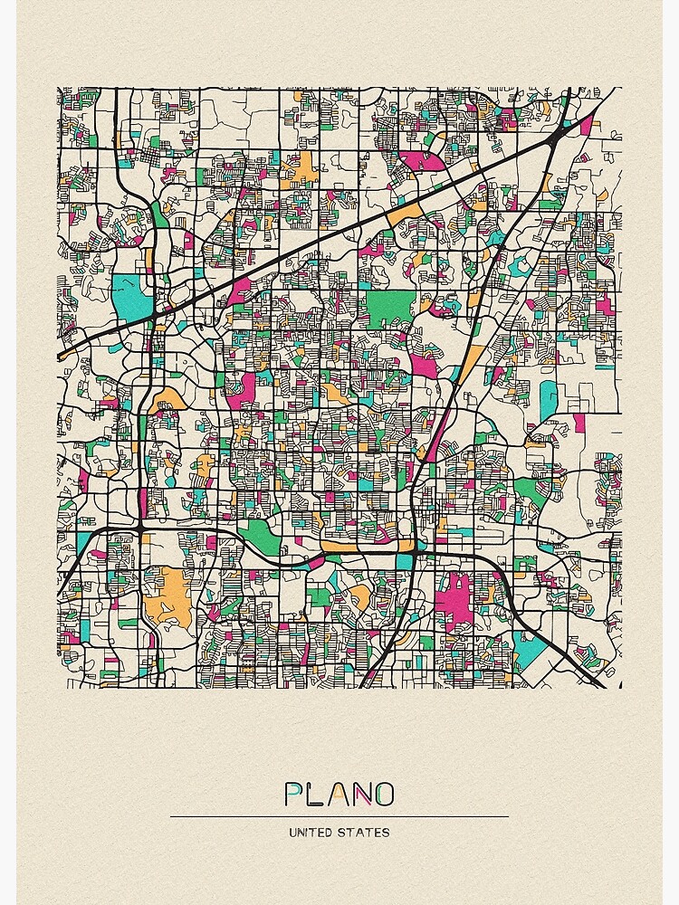 "Plano, Texas Street Map" Poster by geekmywall | Redbubble