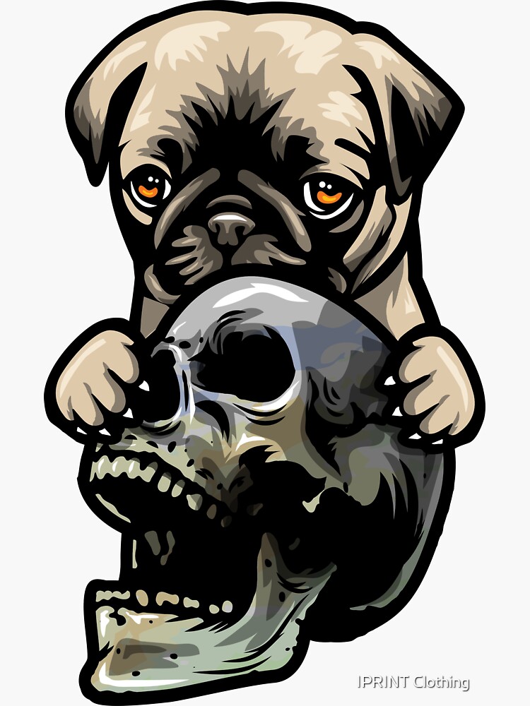 "Cute Pug Skull " Sticker for Sale by ferdzjing2 | Redbubble
