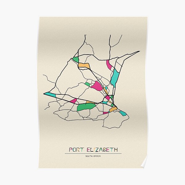 "Port Elizabeth, South Africa Street Map" Poster for Sale by geekmywall ...