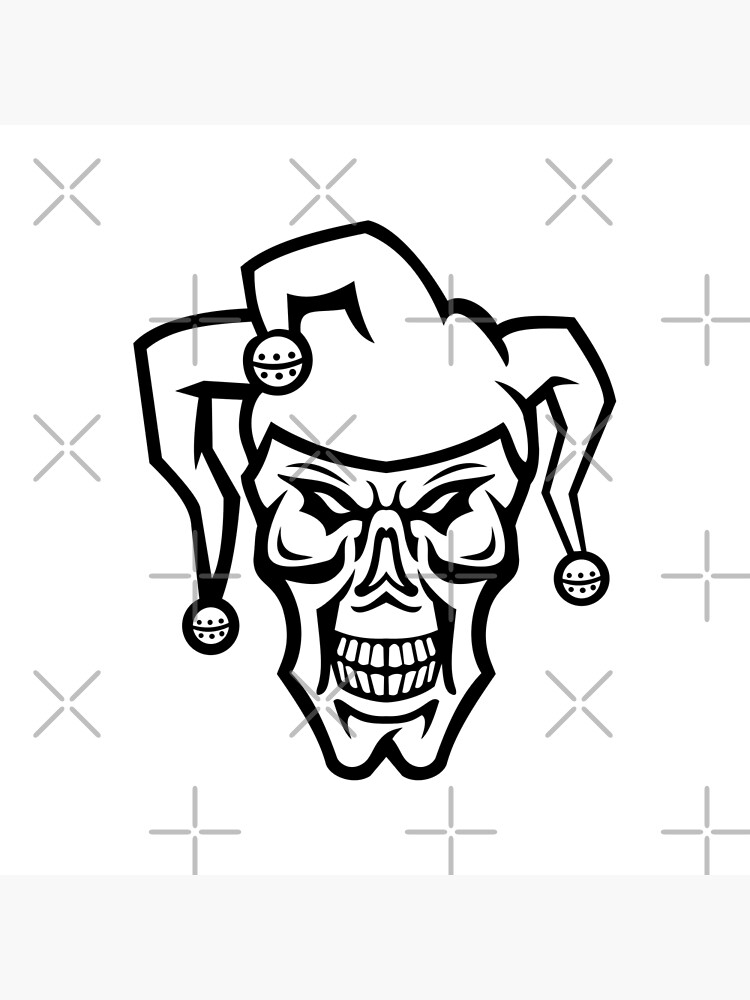 "Head of a Court Jester or Joker Skull Skull Front View Mascot Black ...