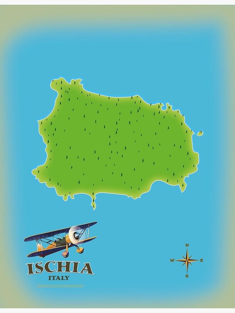Lámina fotográfica «Póster de viaje de mapa de Ischia Italia» de ...