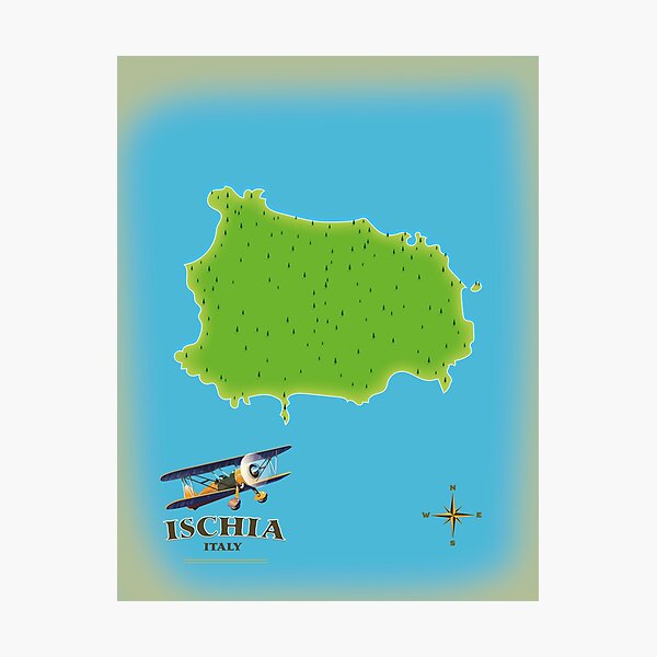 Lámina fotográfica «Póster de viaje de mapa de Ischia Italia» de ...