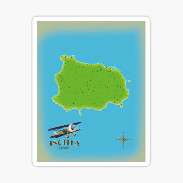 "Ischia Italy map travel poster" Sticker by vectorwebstore | Redbubble
