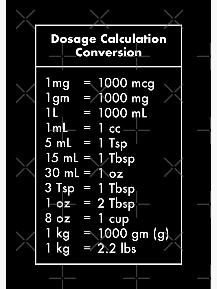 "Dosage Calculation Conversion" Journal for Sale by Marcus Wong | Redbubble