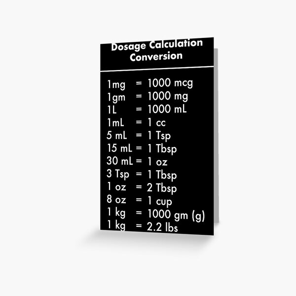 "Dosage Calculation Conversion" Greeting Card by Marcuswong | Redbubble