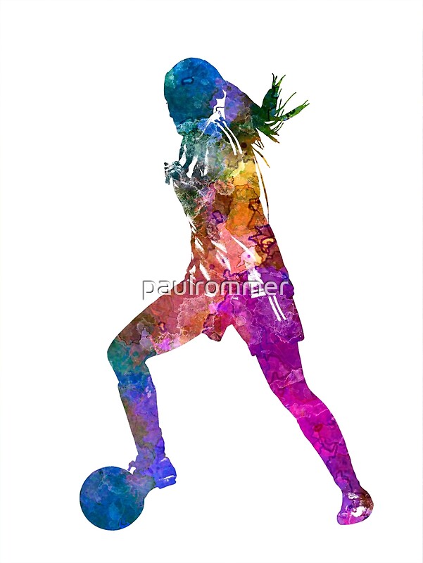 "Girl playing soccer football player silhouette" by paulrommer | Redbubble
