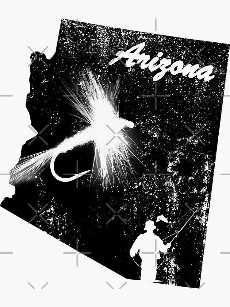 "Vintage Fish Arizona State Map AZ Fly Fishing Trout " Sticker for Sale ...