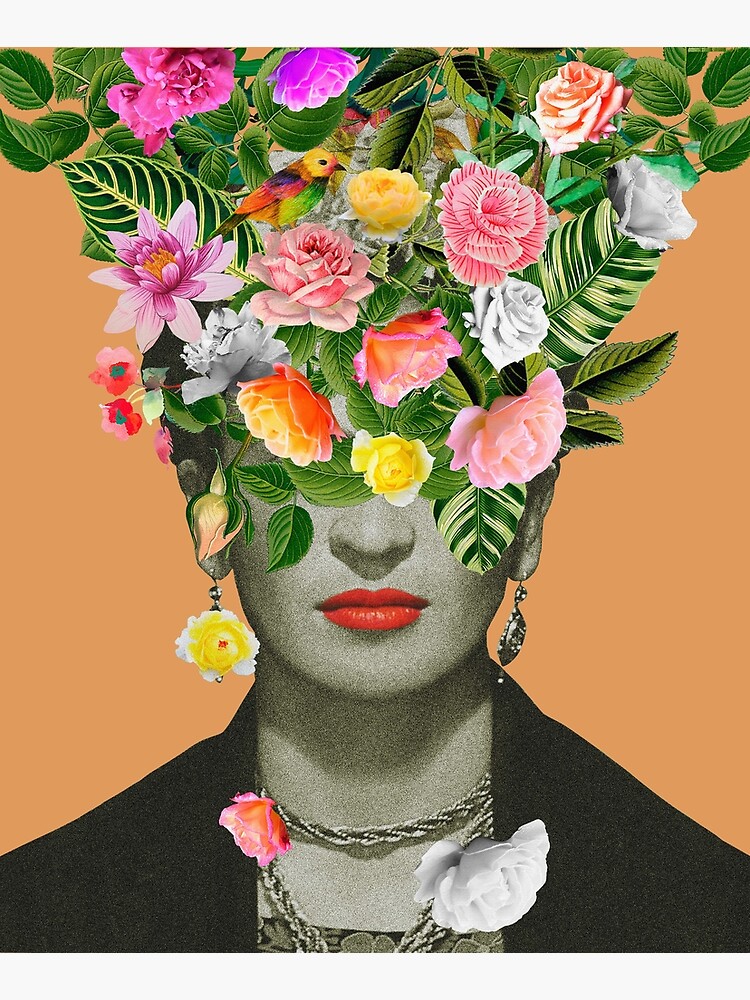 "Frida Floral (Orange)" Poster for Sale by desireefeldmann | Redbubble