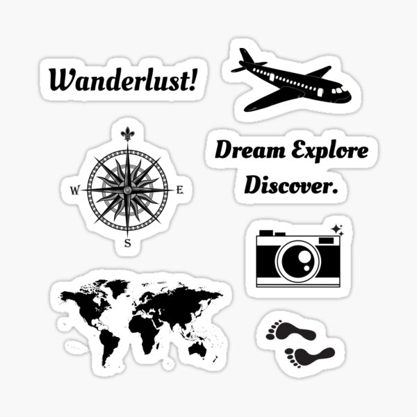 "Travel Pack(B&W)" Sticker for Sale by artsykreations | Redbubble