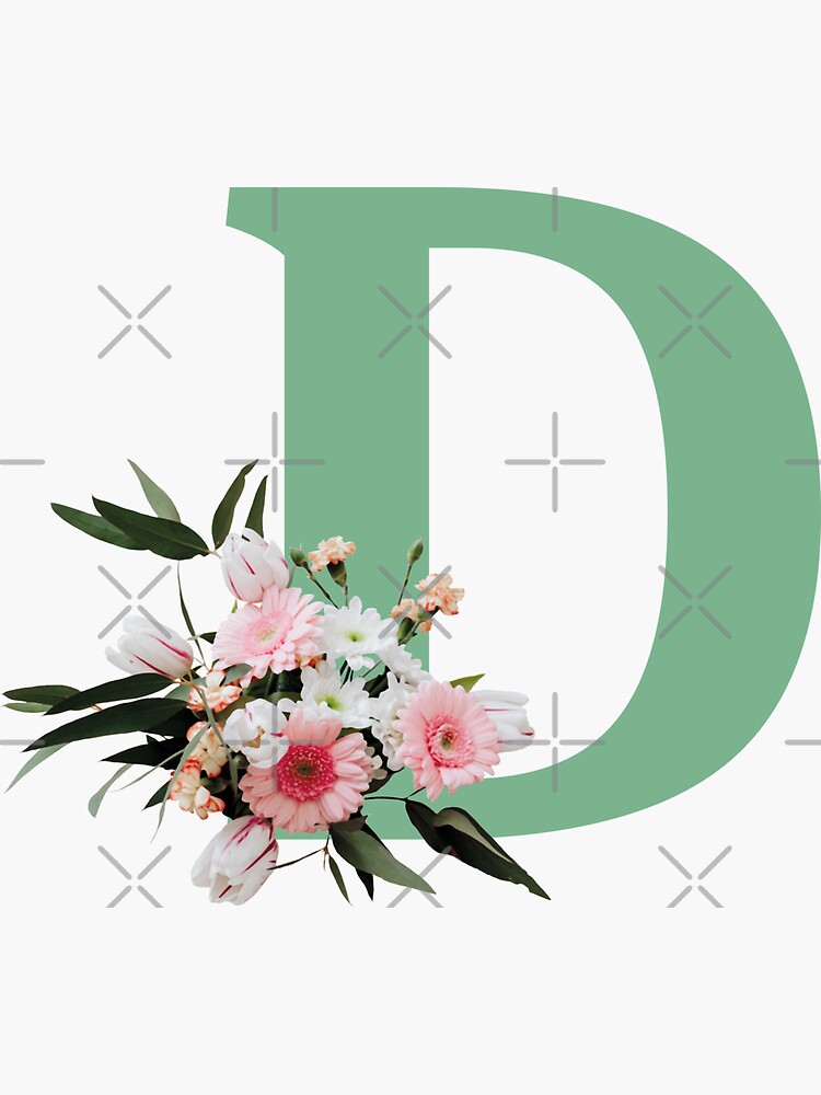 Pegatina «Letra D verde con flores de colores» de ColorsHappiness ...