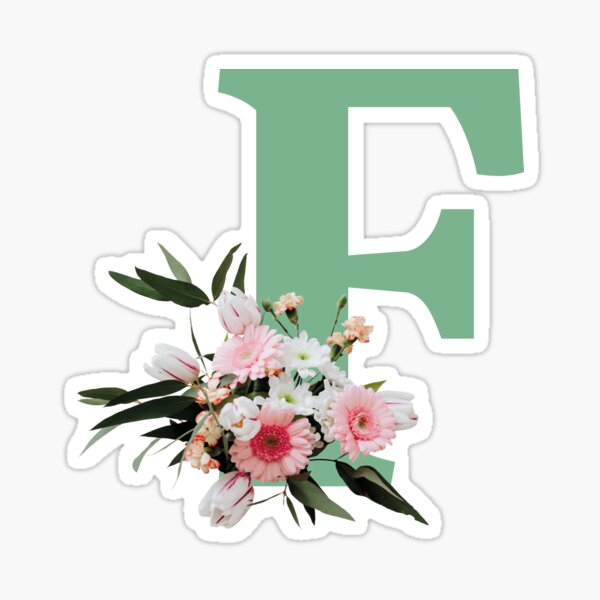 Pegatina «Letra F verde con flores de colores» de ColorsHappiness ...