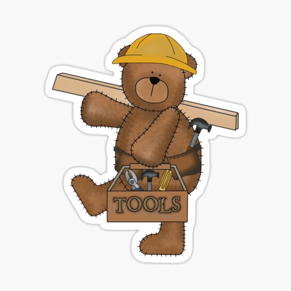 " Cute Carpenter Brown Bear" Sticker for Sale by cowpie | Redbubble