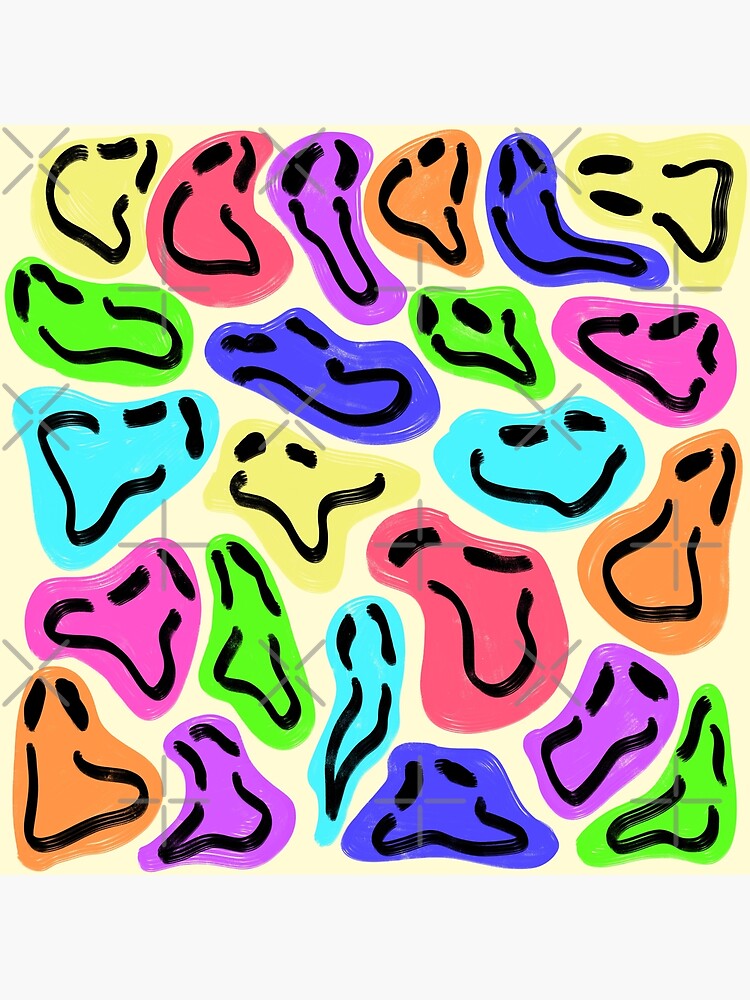 "Indie Squiggly Smiley Faces Print (Available in all Products ...