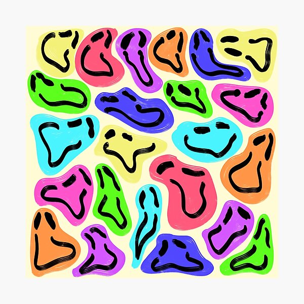 "Indie Squiggly Smiley Faces Print (Available in all Products ...