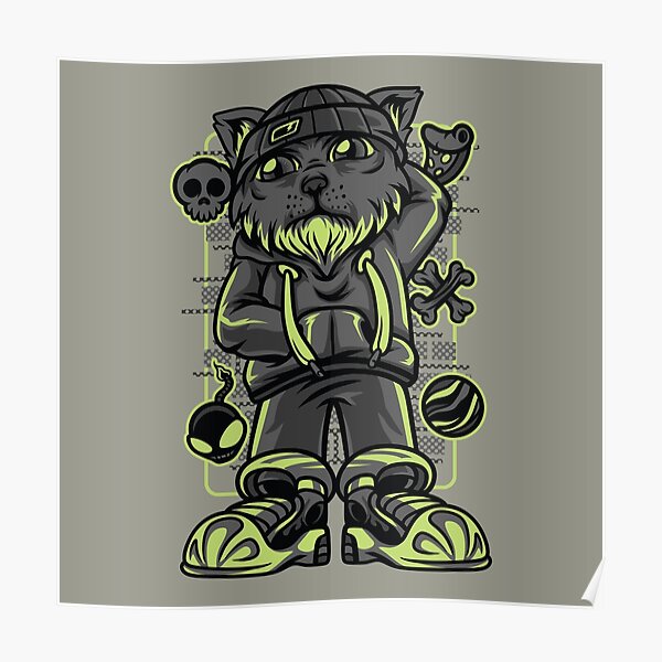 "Street Cat Hip Hop Cartoon " Poster for Sale by dainamautz | Redbubble