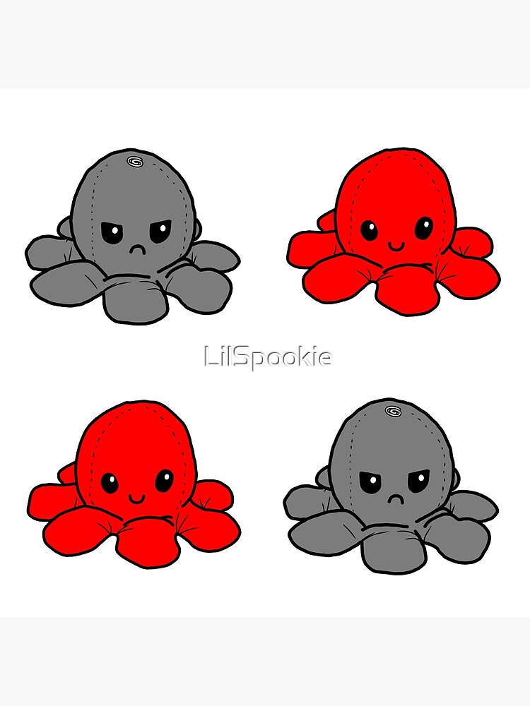 "Gray and Red Mood Octopus" Art Print for Sale by LilSpookie | Redbubble