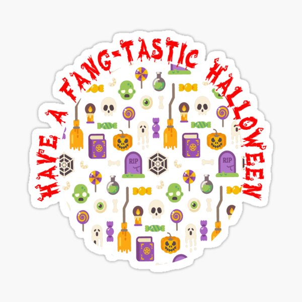 "Have a Fang-tastic Halloween" Sticker by TeeAvid | Redbubble