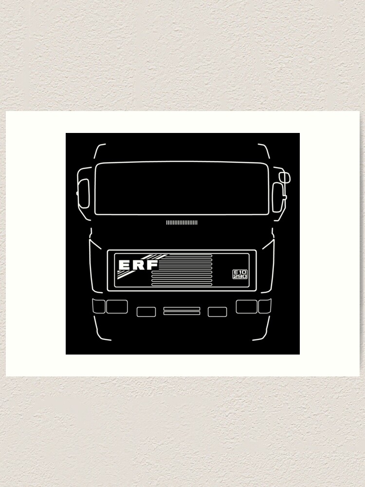 "Classic ERF E Series heavy truck white outline graphic" Art Print by ...