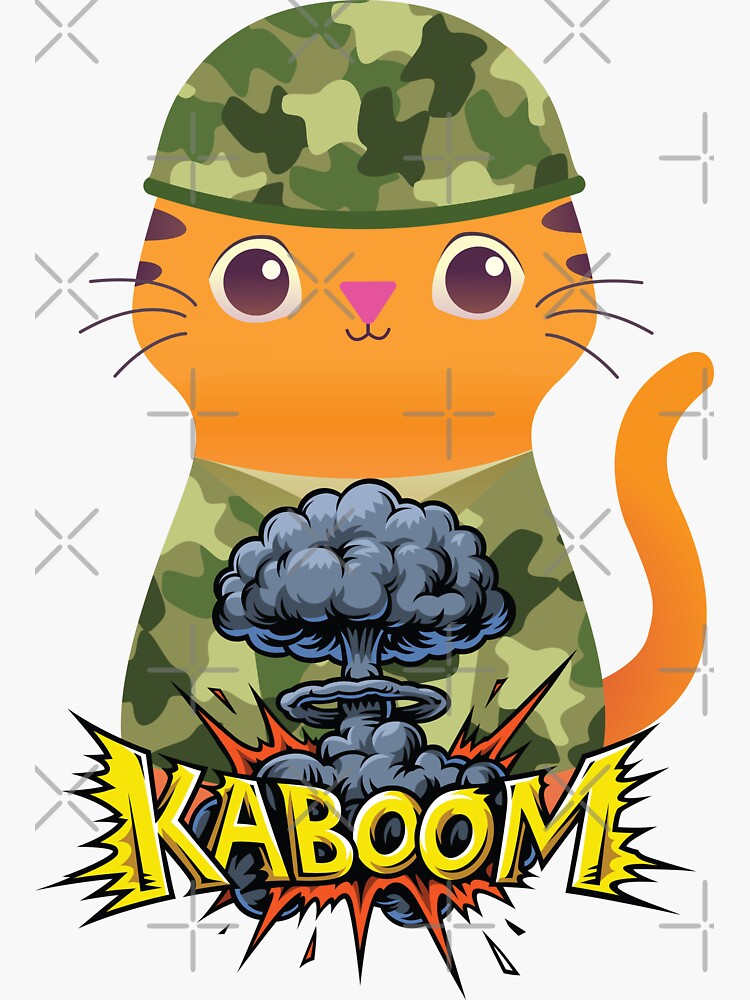 "Cute cat soldier - kaboom" Sticker for Sale by Dave90pl | Redbubble
