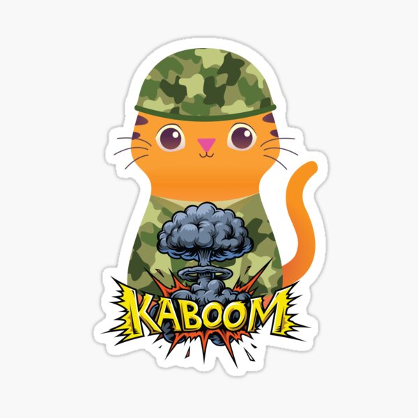"Cute cat soldier - kaboom" Sticker for Sale by Dave90pl | Redbubble