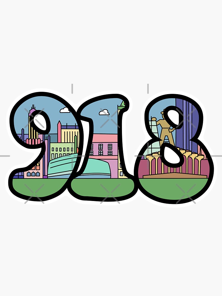 "Tulsa 918 Area Code Skyline" Sticker for Sale by maggieelias | Redbubble