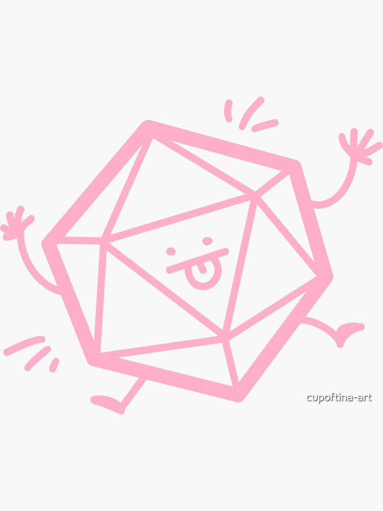 "Pink Derpy D20" Sticker for Sale by cupoftina-art | Redbubble