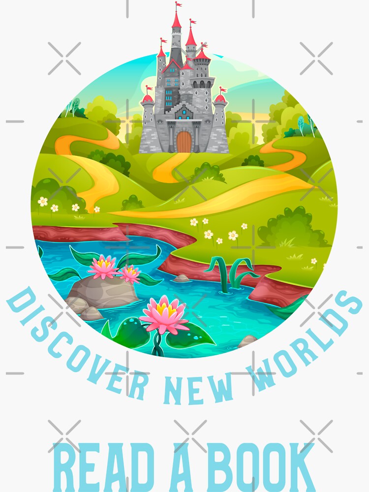 "Discover New Worlds: Read a Book castle" Sticker by Grateful-Fool ...