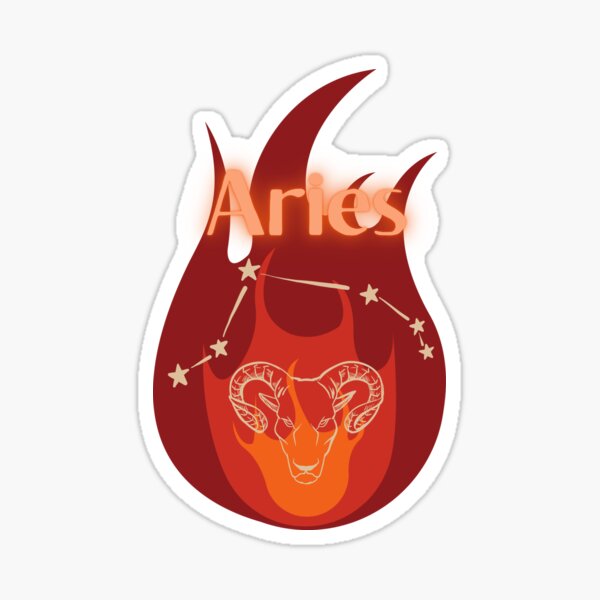 "Zodiac Star Sign: Fiery Aries Flame" Sticker by LilWildflowers | Redbubble