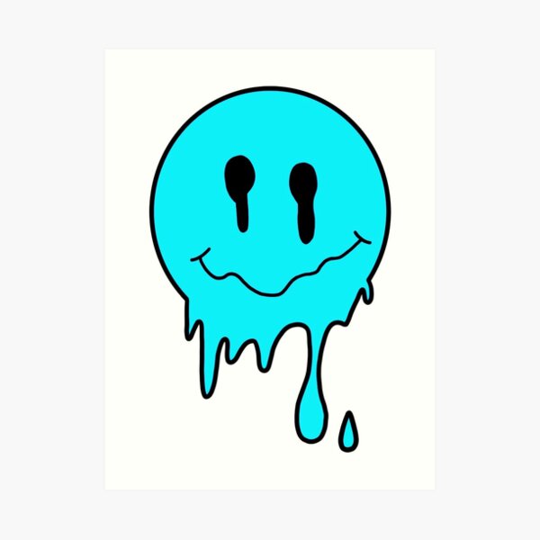 "blue drippy smiley face" Art Print by rachdesigns25 | Redbubble