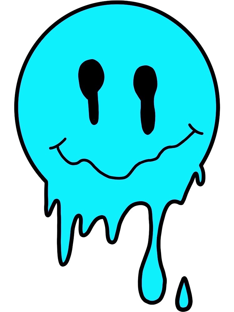 "blue drippy smiley face" Art Print by rachdesigns25 | Redbubble
