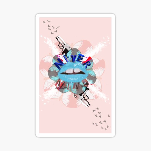 "NEVERMIND" Sticker by taewithkookies | Redbubble