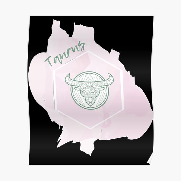 "Zodiac Star Sign: Soothing Pink and Green Taurus Symbol" Poster by ...