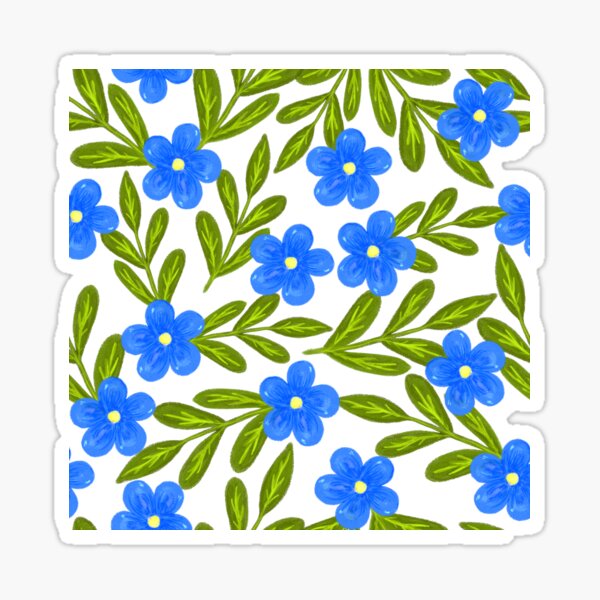 "Floral Pattern Color Pencil Blue and Green" Sticker for Sale by Kraina ...