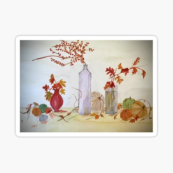 "Welcome Fall - Original Art Painting" Sticker by RobinetteArt | Redbubble