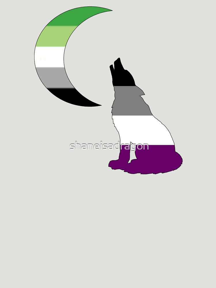 "Aro Ace Wolf & Moon" T-shirt by shaneisadragon | Redbubble | aro t ...
