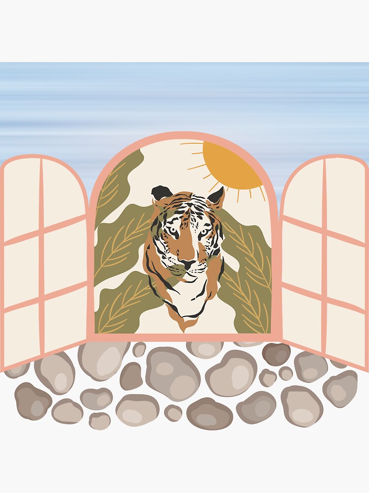 "Pastel Tiger Window" Sticker for Sale by flying-flamingo | Redbubble