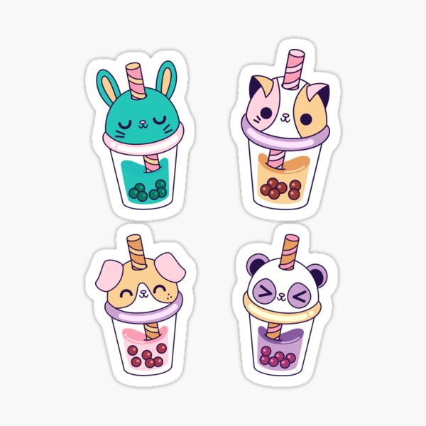 "Kawaii Boba Animals Sticker Pack" Sticker for Sale by noveltiko ...