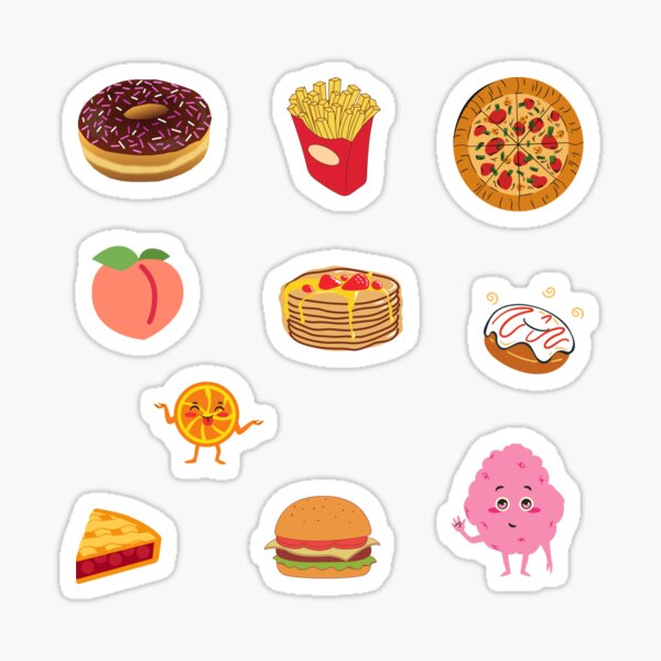 "Cute Food Sticker Pack" Sticker for Sale by AishwaryaMathur | Redbubble