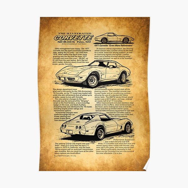 "1977 Corvette Art, C3 Chevrolet Corvette, Car Guy Art, Man Cave Car ...