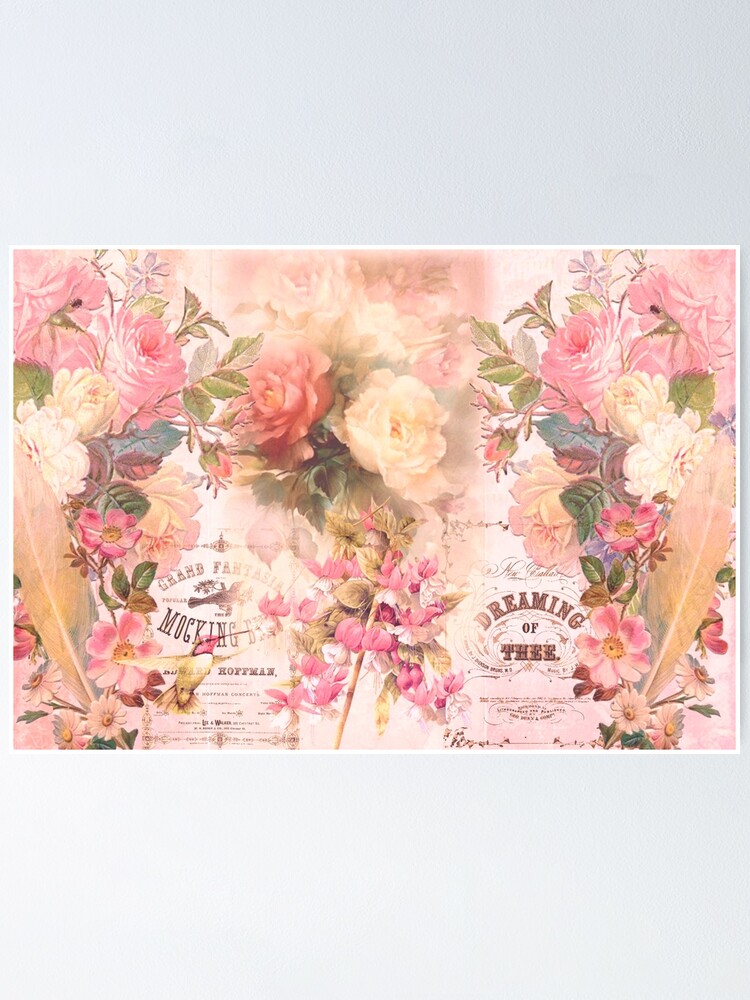 "Vintage Shabby Chic Floral Print Artwork" Poster for Sale by xpressio ...