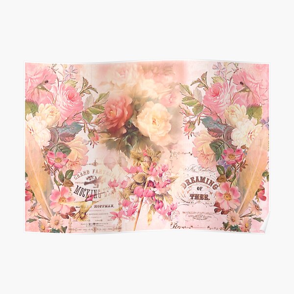 "Vintage Shabby Chic Floral Print Artwork" Poster for Sale by xpressio ...