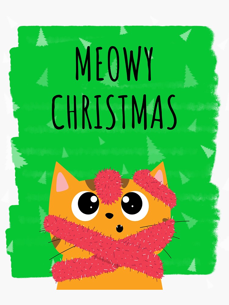 "Meow Christmas " Sticker for Sale by Duckstuff | Redbubble