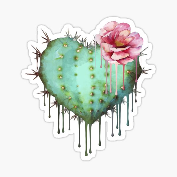 "heart cactus,succulent, paint dripping, plant lovers" Sticker for Sale ...