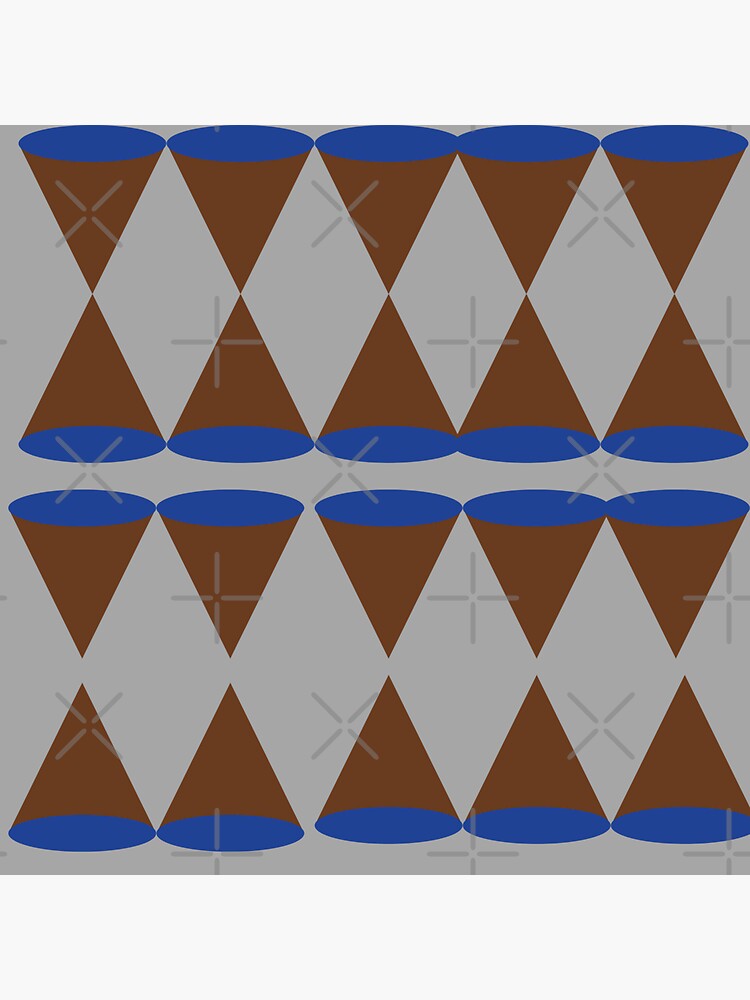 "Modern Flat Cone Pattern, Blue and Brown Cone," Sticker for Sale by ...