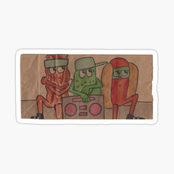 "Bacon, Pickle and Hot Dog hangout." Sticker by KickerBrown | Redbubble